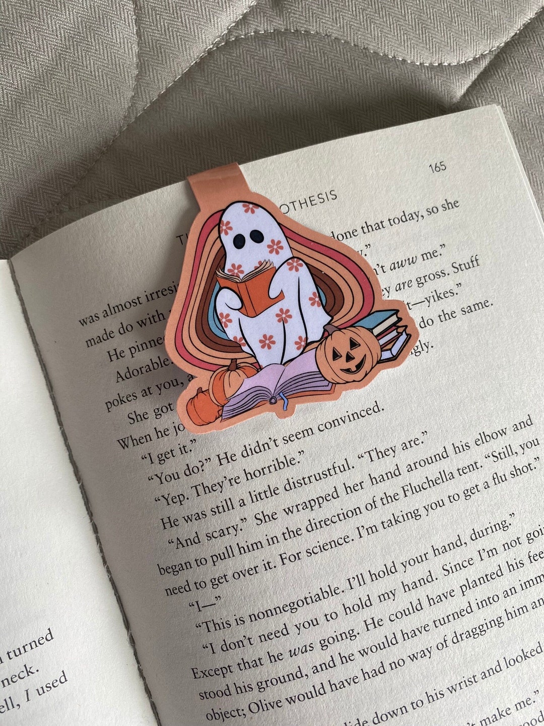 Reading Ghost Magnetic Bookmark, Cute Ghost Bookmark, Halloween ...