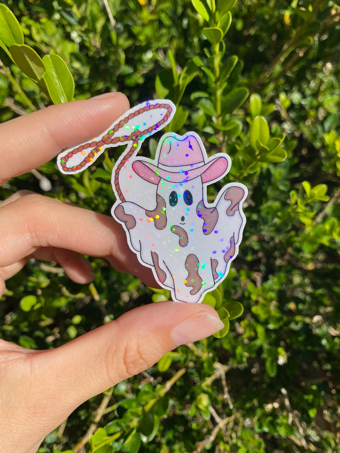 Pink Cowboy Ghost Sticker, Cute Ghost Sticker, Western Ghost Sticker ...