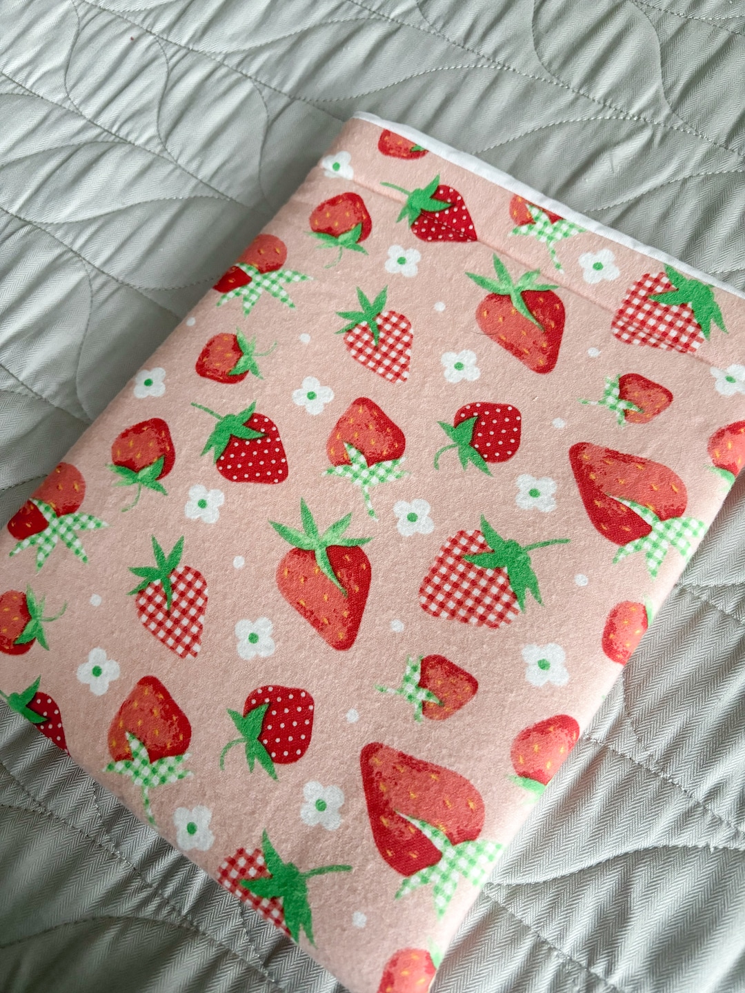Strawberry Book Sleeve, Padded Book Sleeve, Large Book Sleeve, Kindle ...