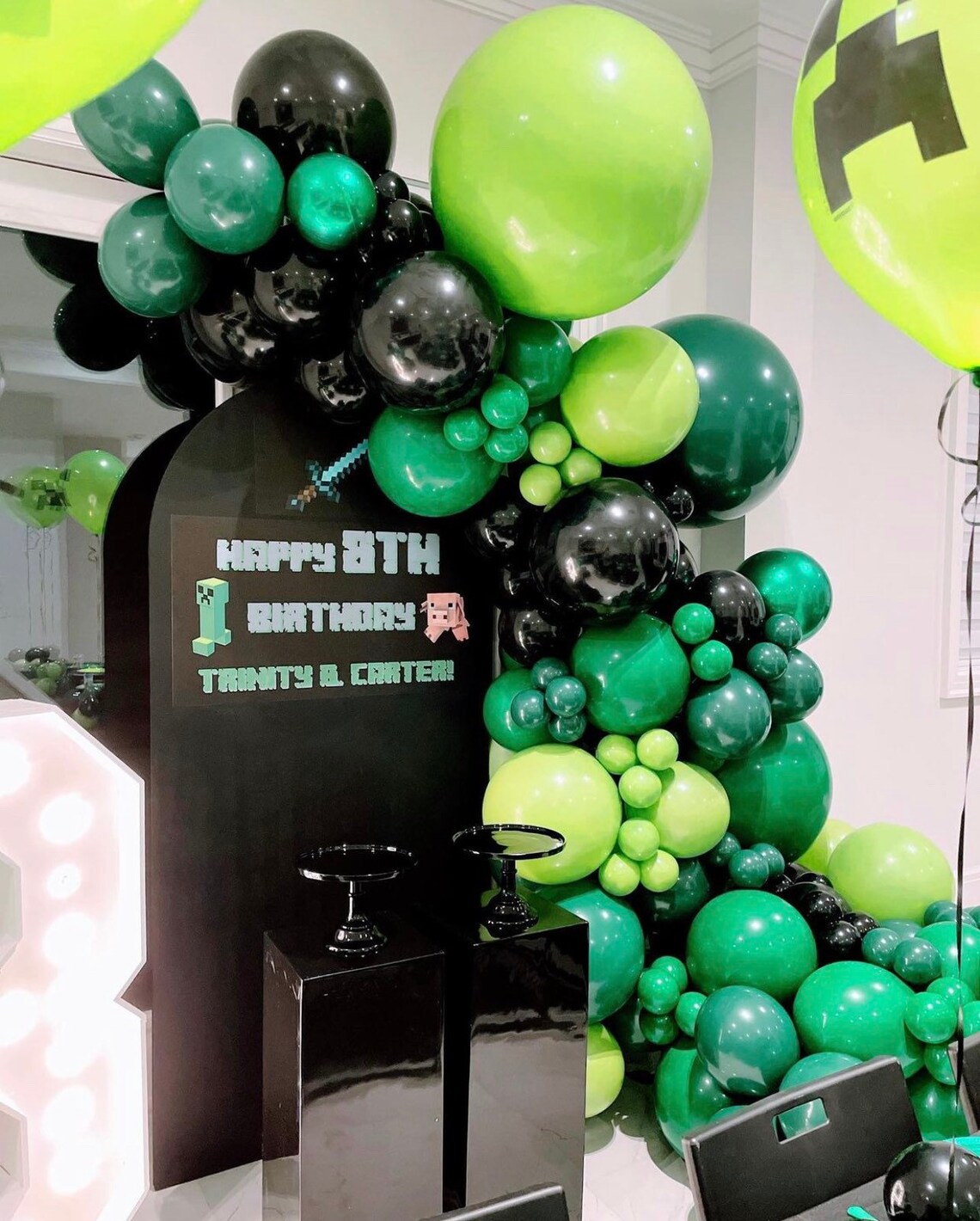 Green and Black Balloons/ Minecraft Balloons/ Gamer Balloons/ - Etsy