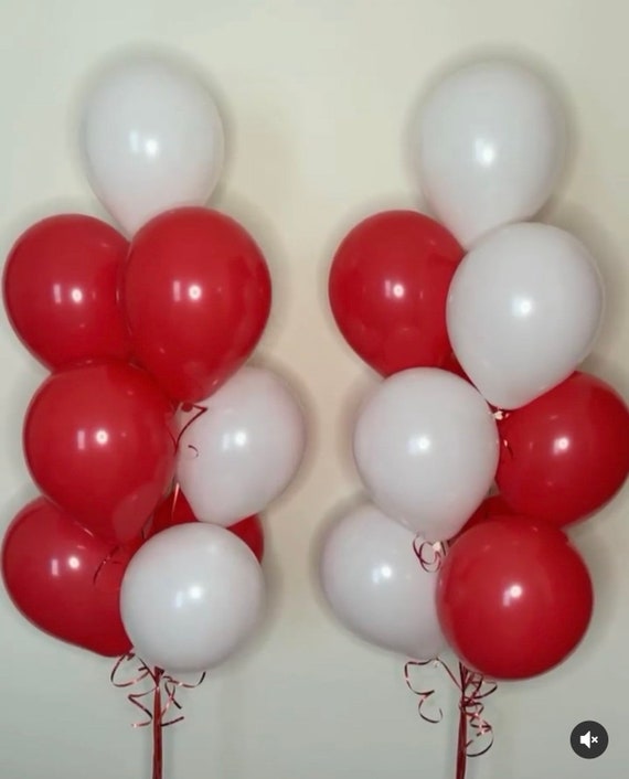 Red and White Balloon Bouquet/ Balloon Bunch/ Helium Balloons/ | Etsy