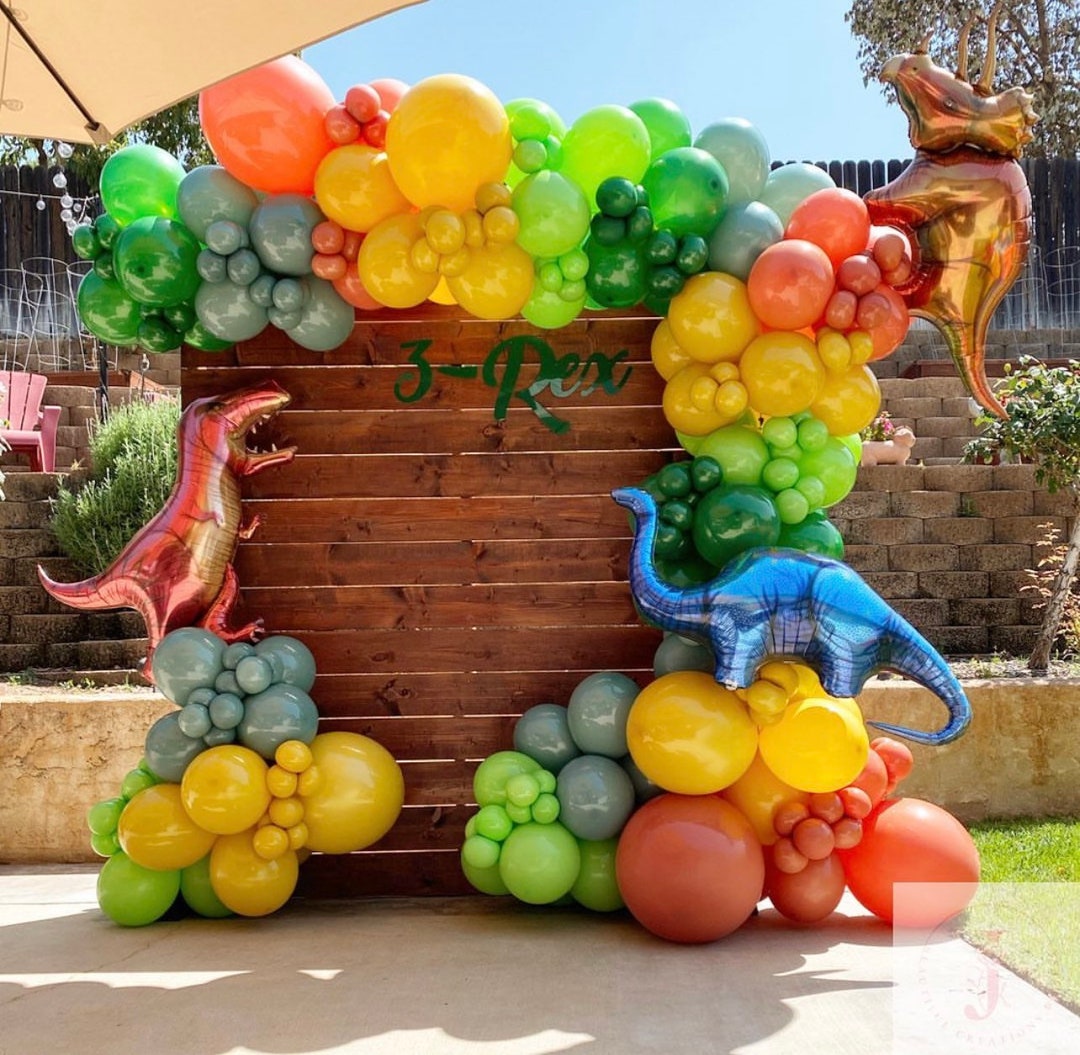 Three-rex Latex Balloon Garland/ / Dino Party Balloons/ NO FOIL ...