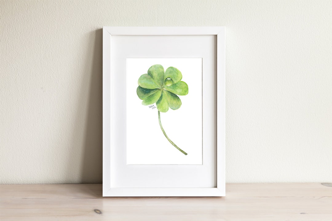 Four Leaf Clover - Watercolor Art Print - Etsy