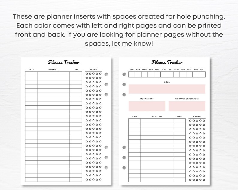 Fitness Tracker Printable, Workout Tracker, Planner Inserts, US Letter ...