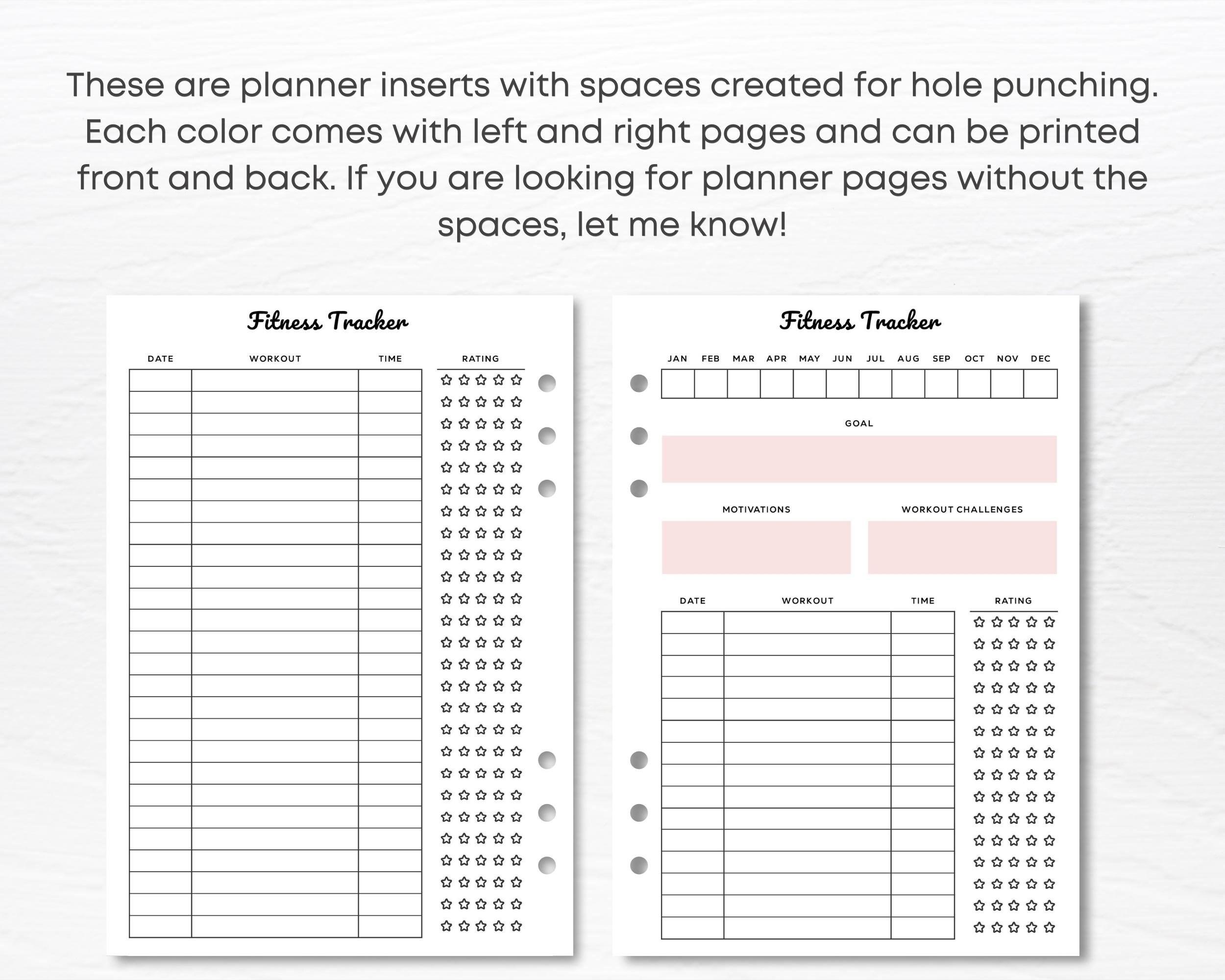 Fitness Tracker Printable, Workout Tracker, Planner Inserts, US Letter ...