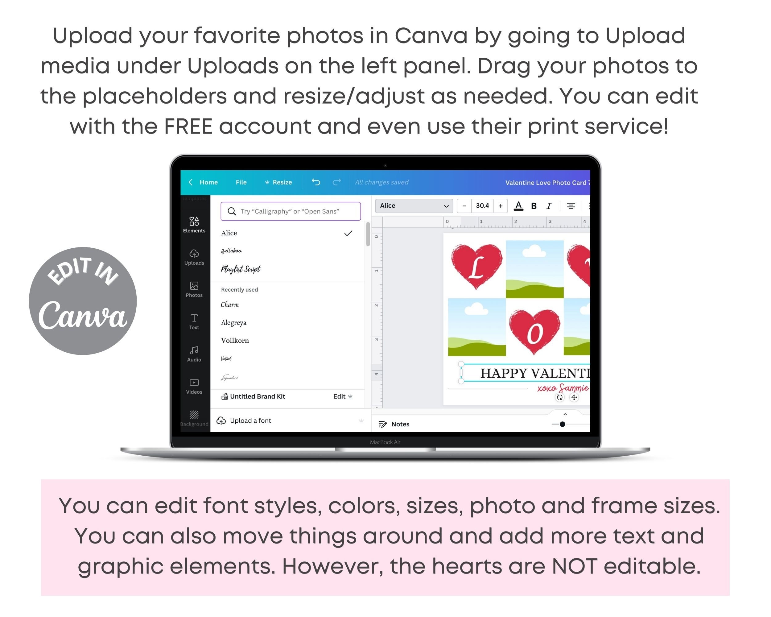 Printable Valentine Bundle, Custom Valentine's Day Card, Editable Love ...