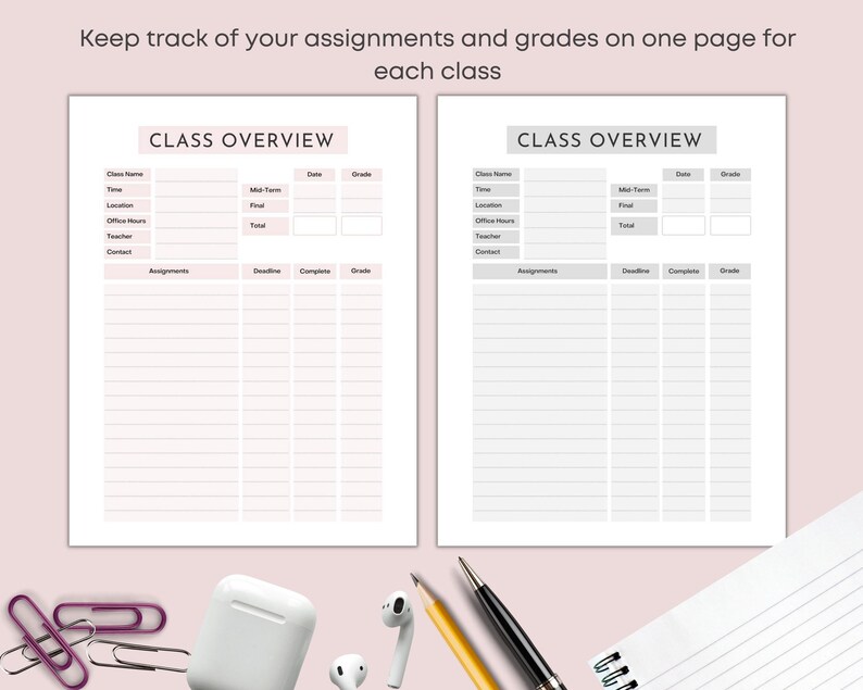 Student Planner Printable Academic Planner Class Schedule - Etsy