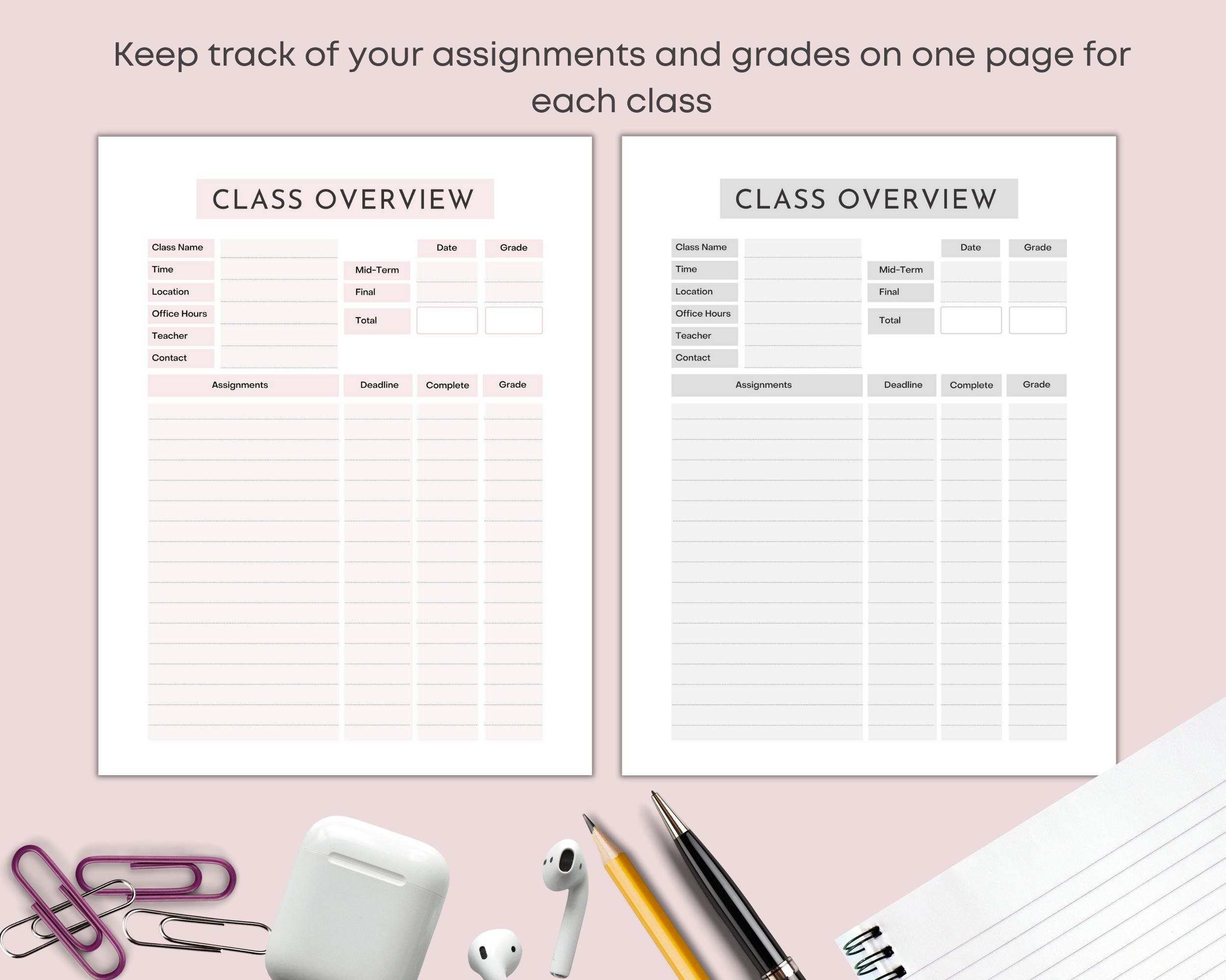 Student Planner Printable Academic Planner Class Schedule | Etsy