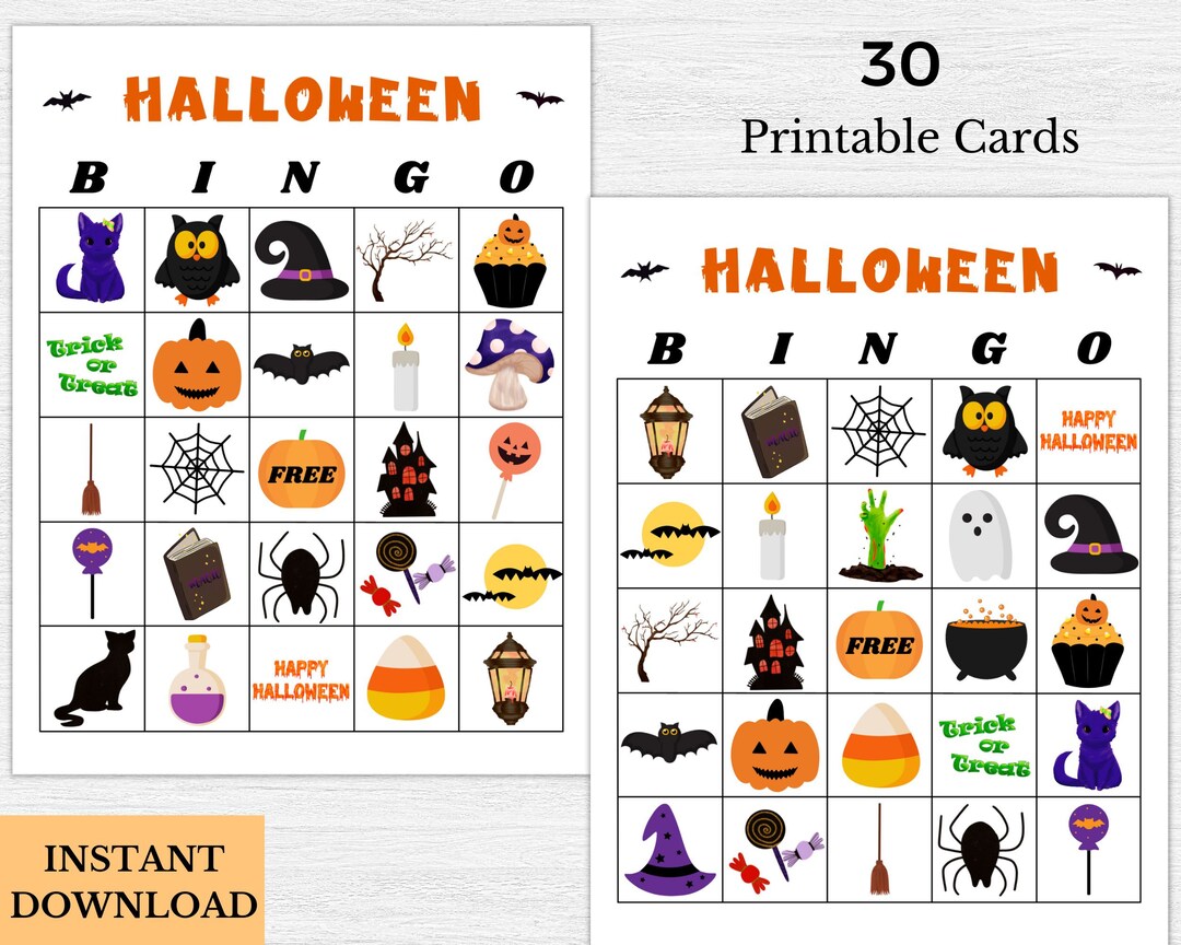 Halloween Bingo Cards Printable, Halloween Games, Halloween Party Game ...