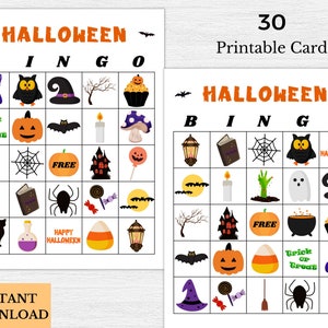 Halloween Bingo Cards Printable, Halloween Games, Halloween Party Game ...