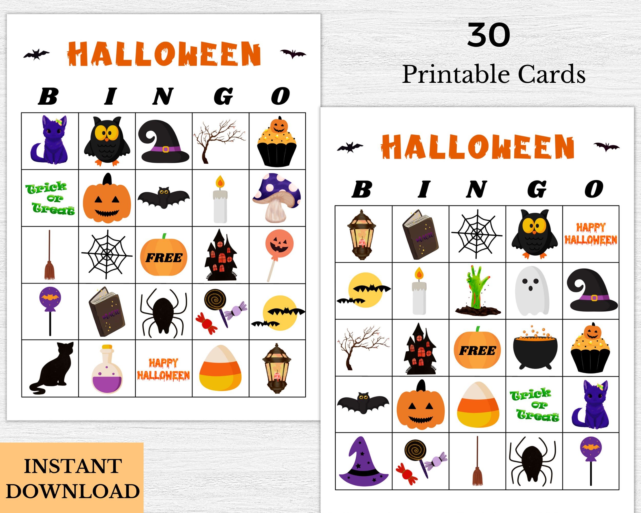 Halloween Bingo Cards Printable, Halloween Games, Halloween Party Game ...