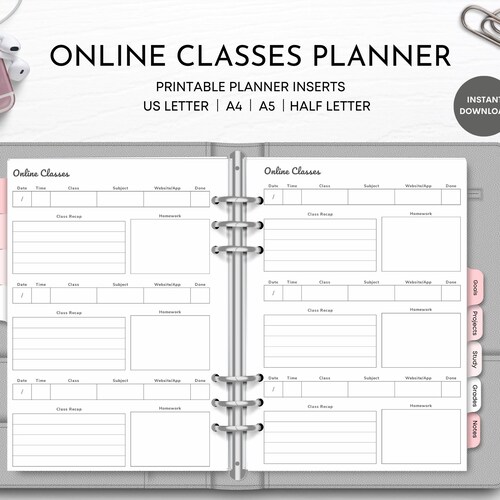 Online Classes Planner Printable Online Classes Tracker - Etsy