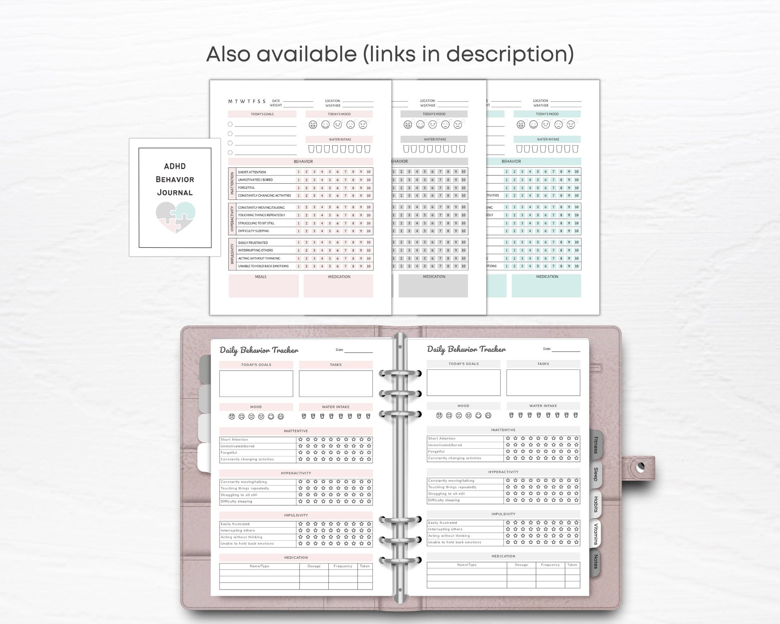 ADHD Behavior Tracker Printable, Daily Planner, Daily Tracker ...