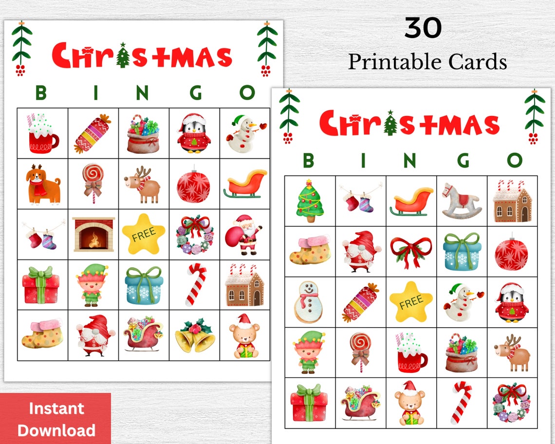 Christmas BINGO Printable Game, Bingo Game for Christmas, Christmas ...