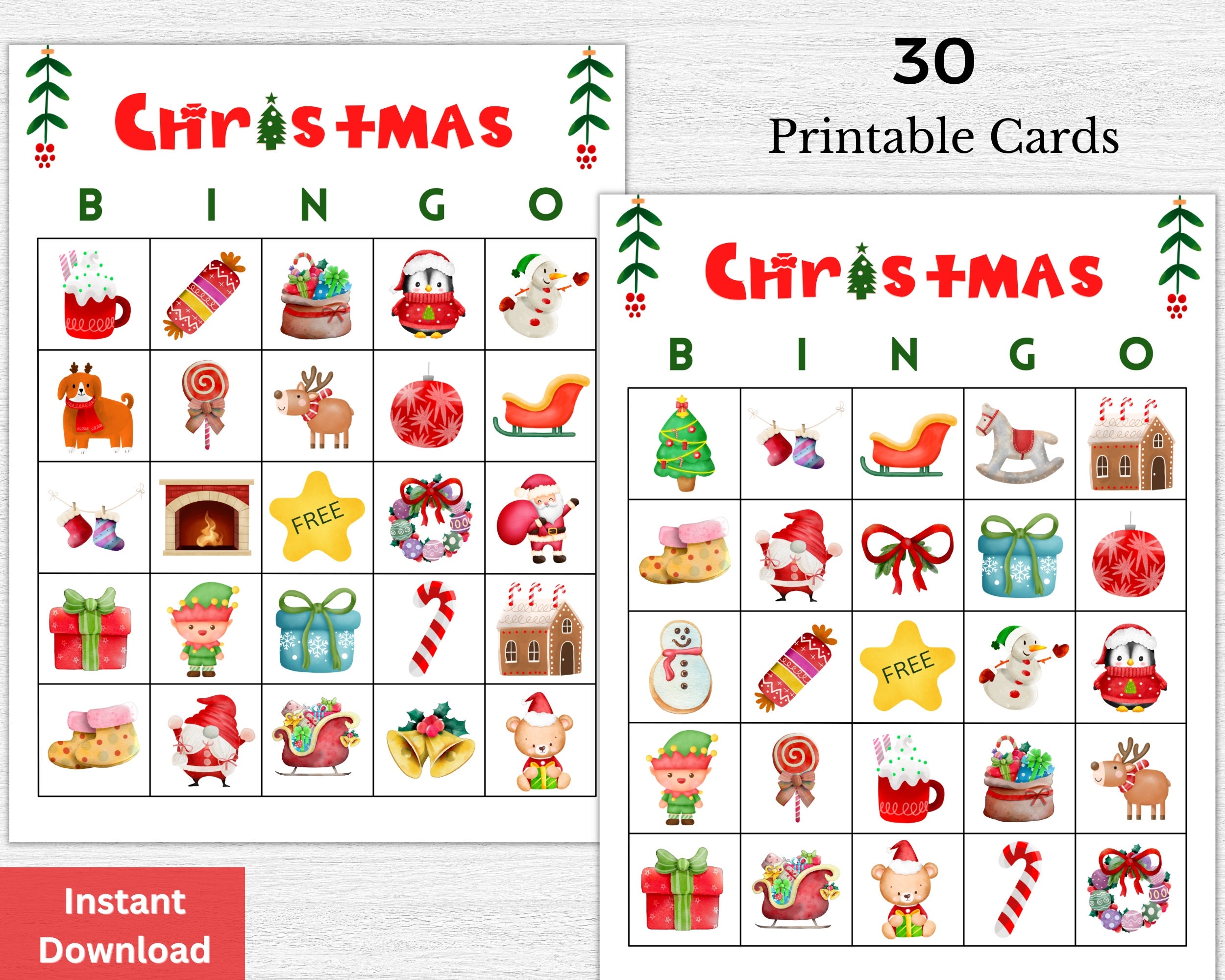 Christmas BINGO Printable Game, Bingo Game for Christmas, Christmas ...