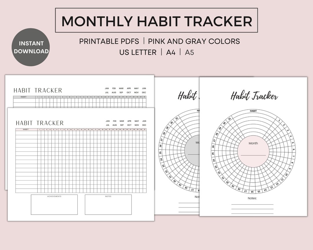Monthly Habit Tracker Printable, Routine Tracker, Goal Tracker - Etsy ...