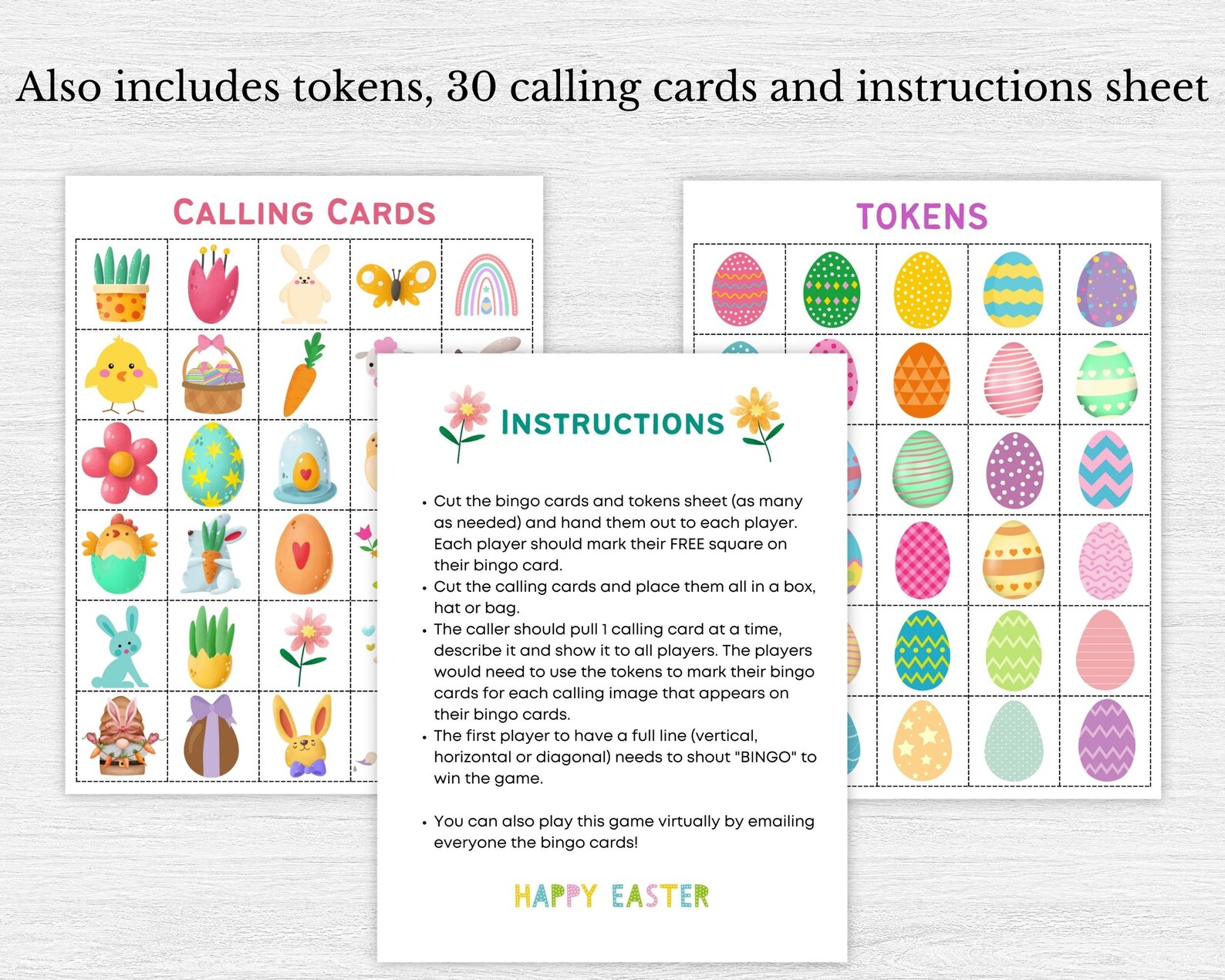 Easter Bingo Cards Printable, Easter Day Games, Easter Party Game ...