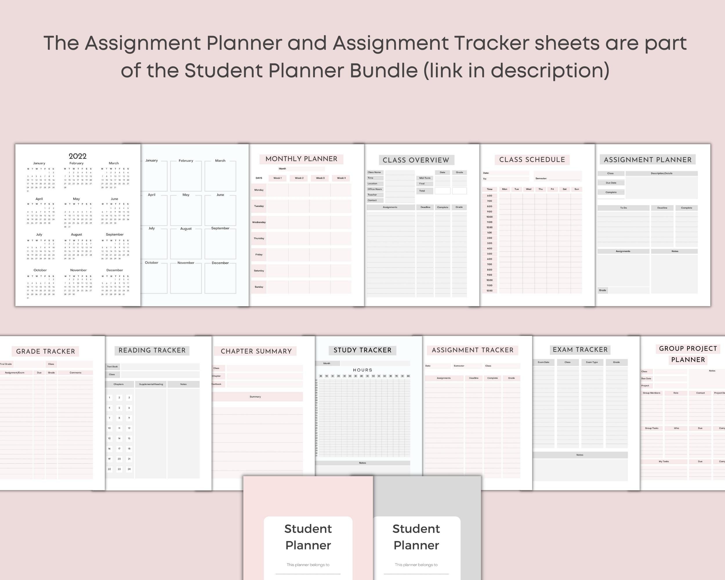 Assignment Planner, Assignment Tracker, Printable Assignment Tracker ...