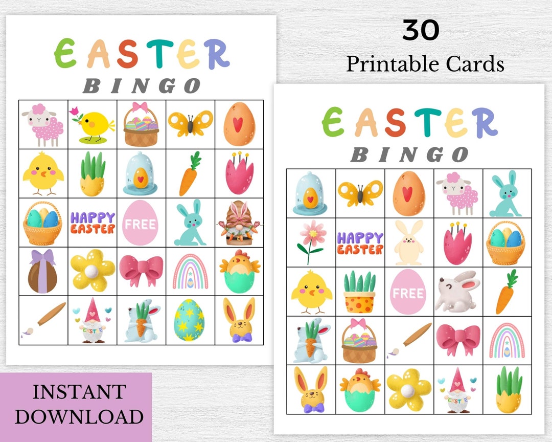 Easter Bingo Cards Printable, Easter Day Games, Easter Party Game ...