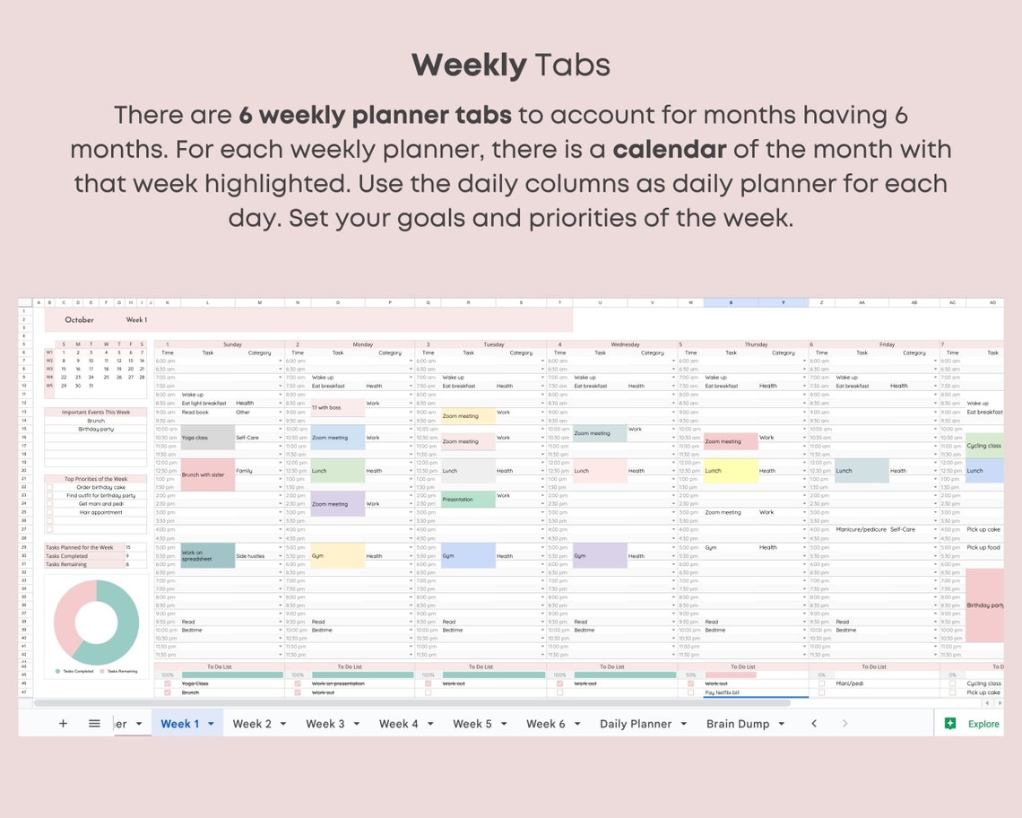 Ultimate Digital Planner Spreadsheet, Google Sheets, To-do List ...