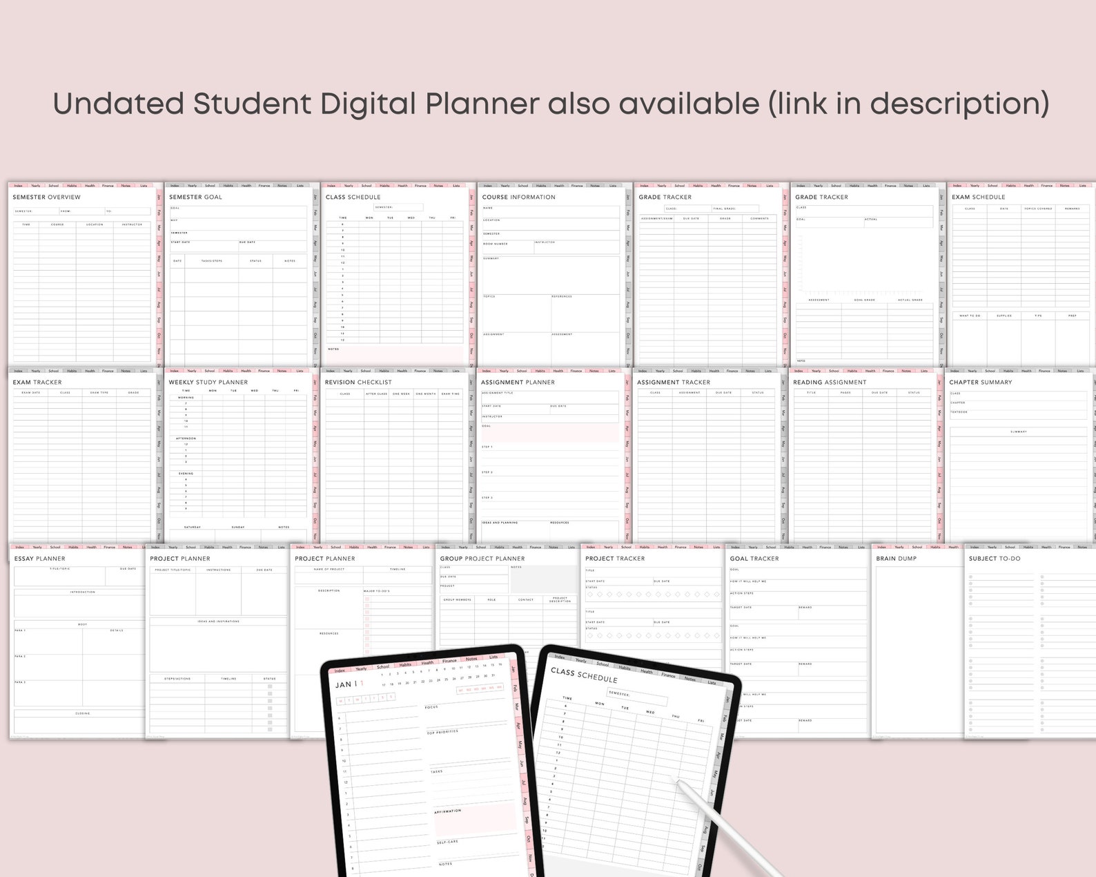 Student Planner Printable Academic Planner Class Schedule - Etsy