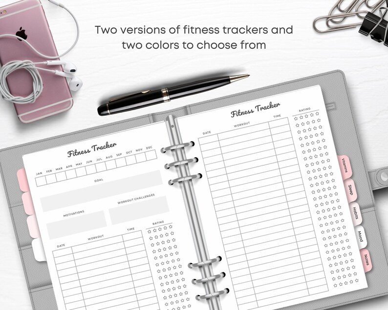Fitness Tracker Printable, Workout Tracker, Planner Inserts, US Letter ...
