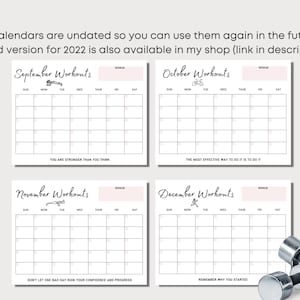 Printable Monthly Workout Calendar, Undated, Fitness Tracker, Workout ...