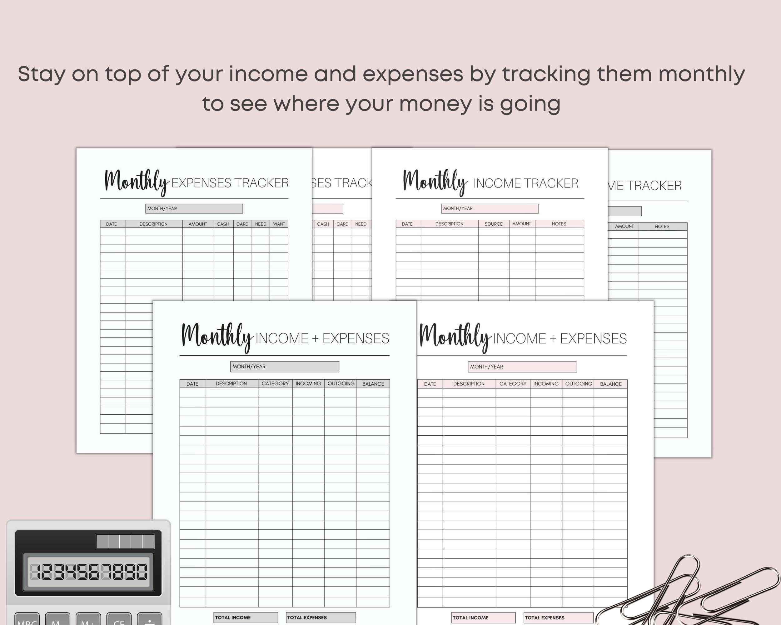 Budget Planner Printable, Monthly Budget Tracker, Income and Expense ...