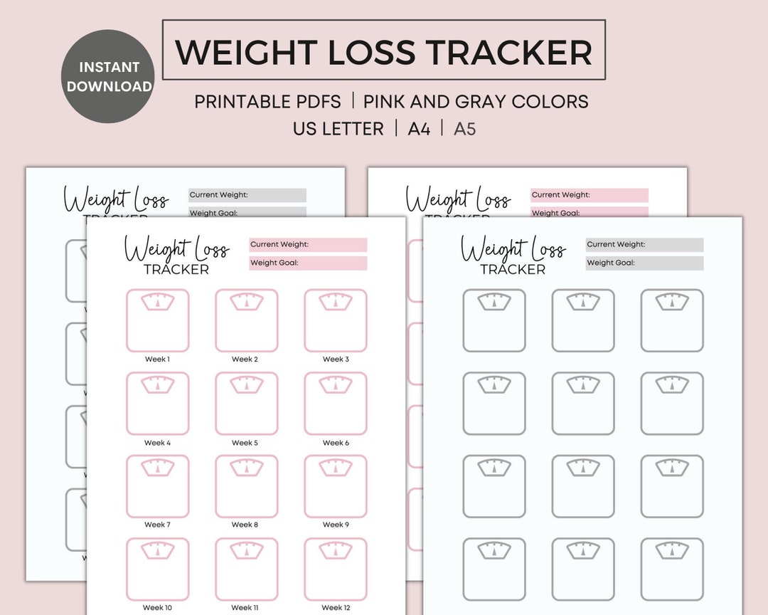 Weight Loss Tracker Printable, Weight Loss Progress, Weight Loss Chart ...