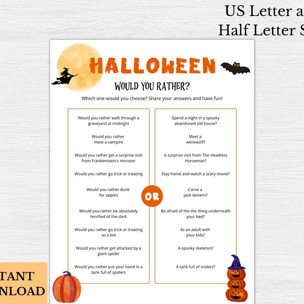 Halloween Would You Rather Adults - Etsy