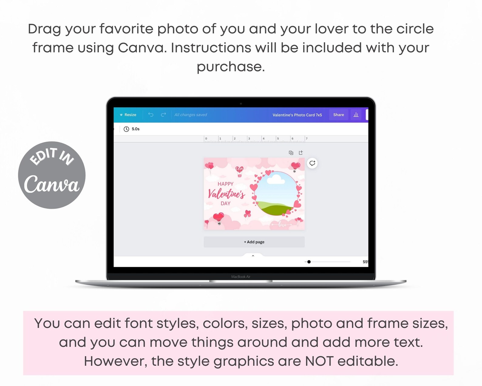Printable Valentine Bundle, Custom Valentine's Day Card, Editable Love ...