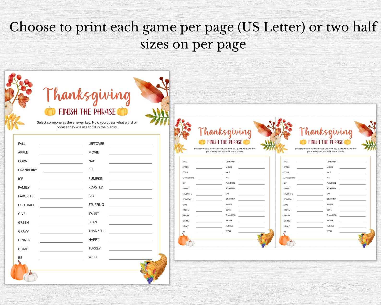Thanksgiving Game Bundle Printable, Friendsgiving Games, Thanksgiving ...