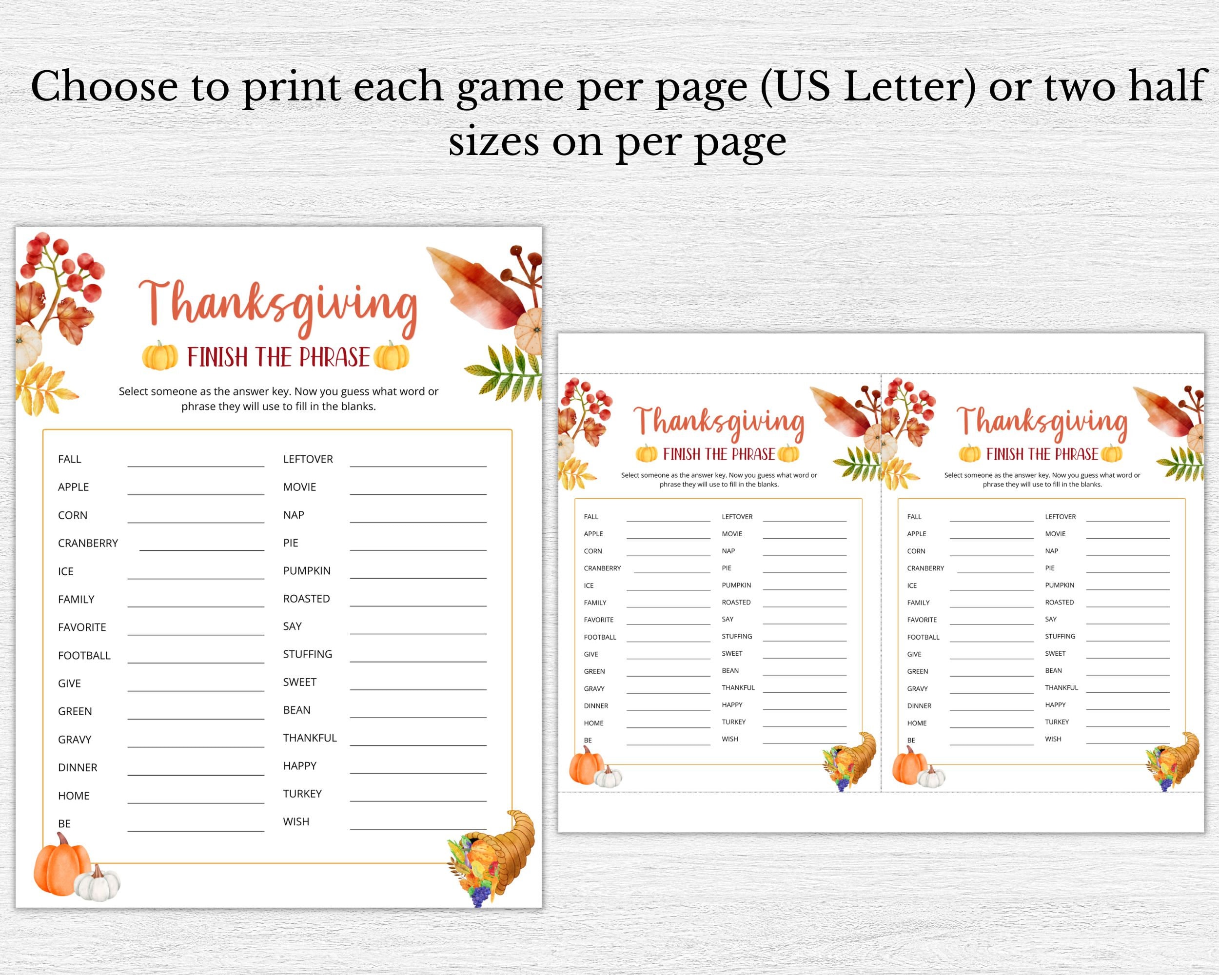 Thanksgiving Game Bundle Printable, Friendsgiving Games, Thanksgiving ...
