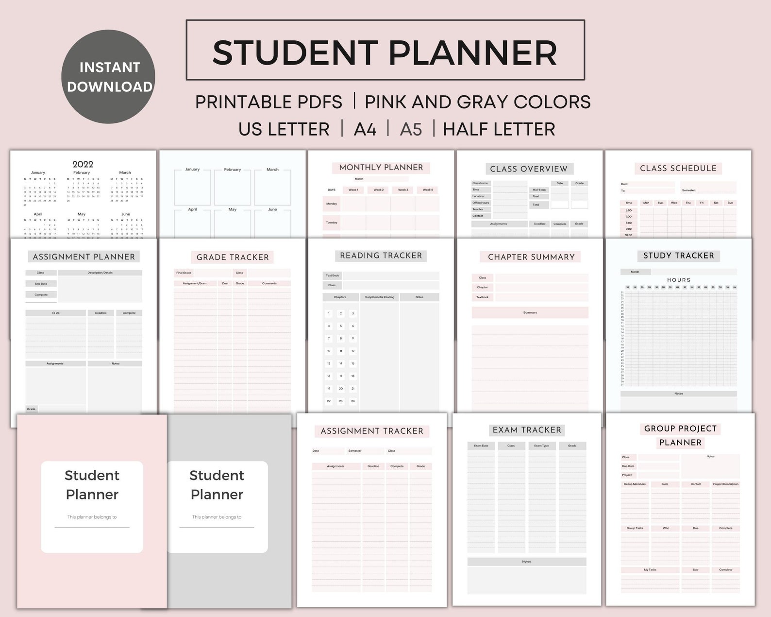 Student Planner Printable Academic Planner Class Schedule | Etsy