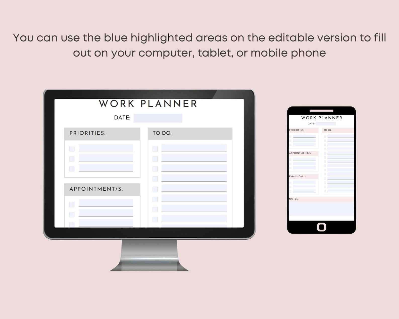 Daily Work Planner Printable, Minimalist Work Planner, Productivity ...