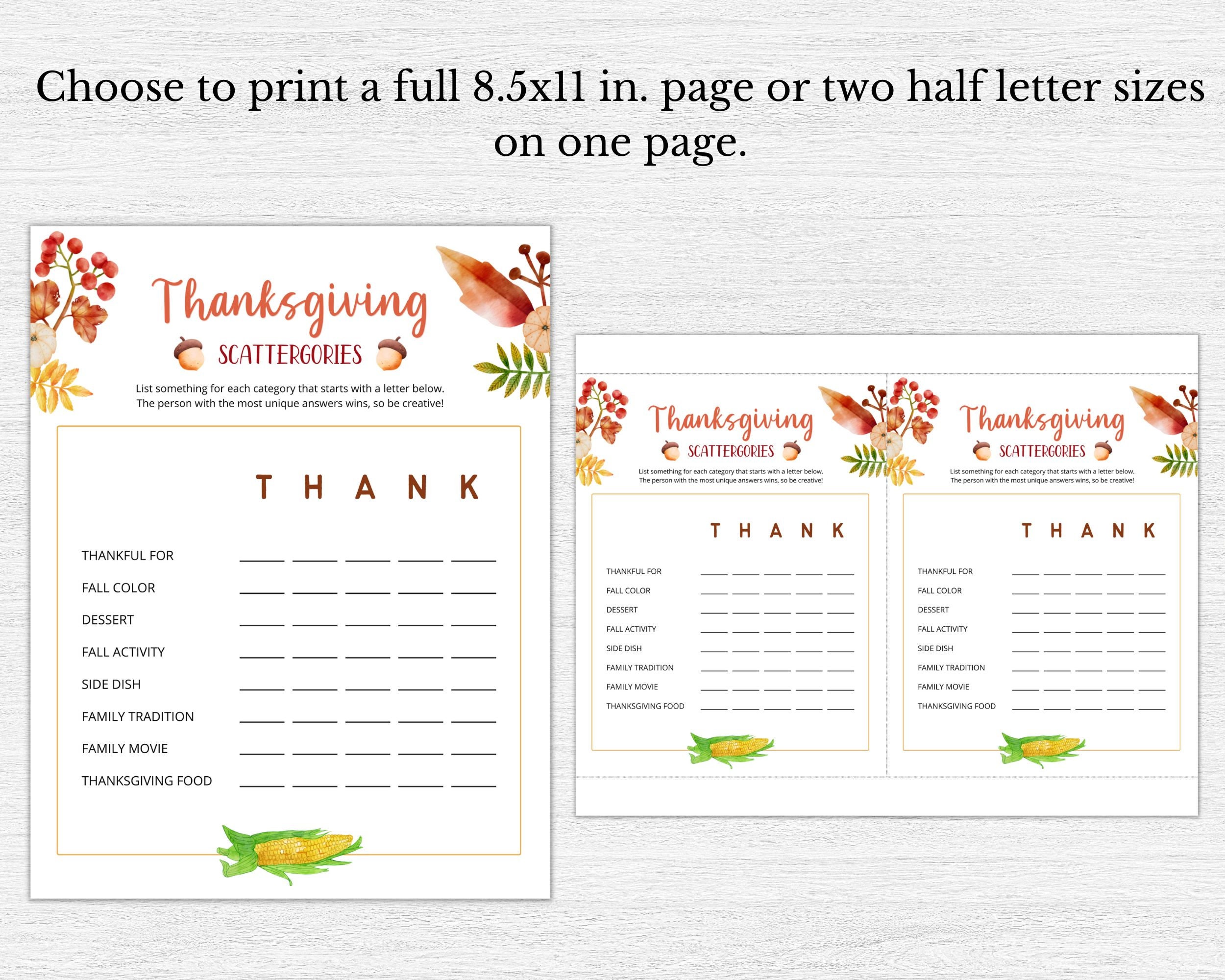 Thanksgiving Scattergories Printable, Scattergories Game, Thanksgiving ...
