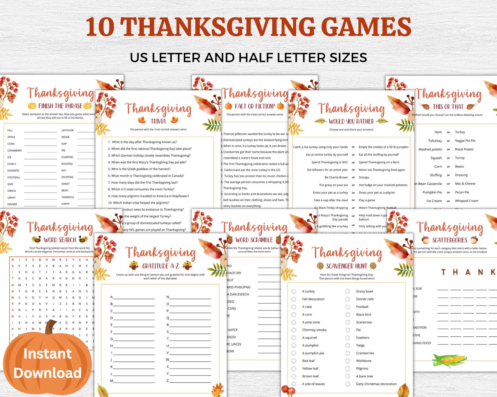 Thanksgiving Game Bundle Printable, Friendsgiving Games, Thanksgiving ...