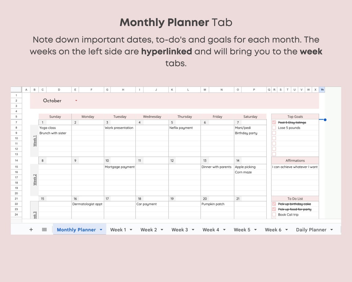 Ultimate Digital Planner Spreadsheet, Google Sheets, To-do List ...