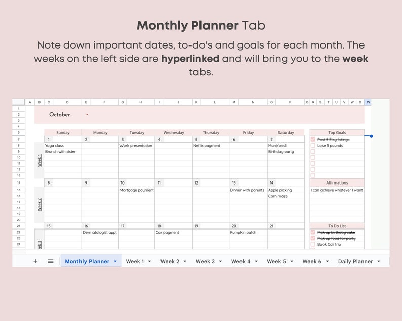 Ultimate Digital Planner Spreadsheet, Google Sheets, To-do List ...