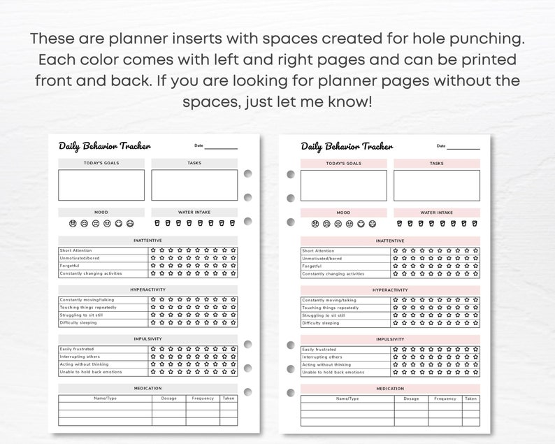 ADHD Behavior Tracker Printable, Daily Behavior Tracker, ADHD Symptom ...