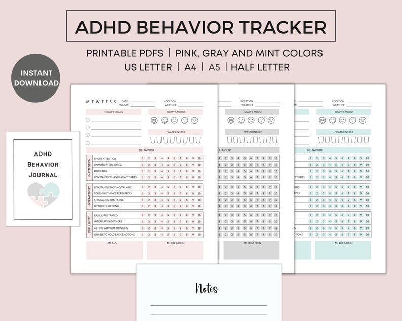 ADHD Daily Planner Printable, ADHD Tracker, Behavior Tracker, ADHD ...