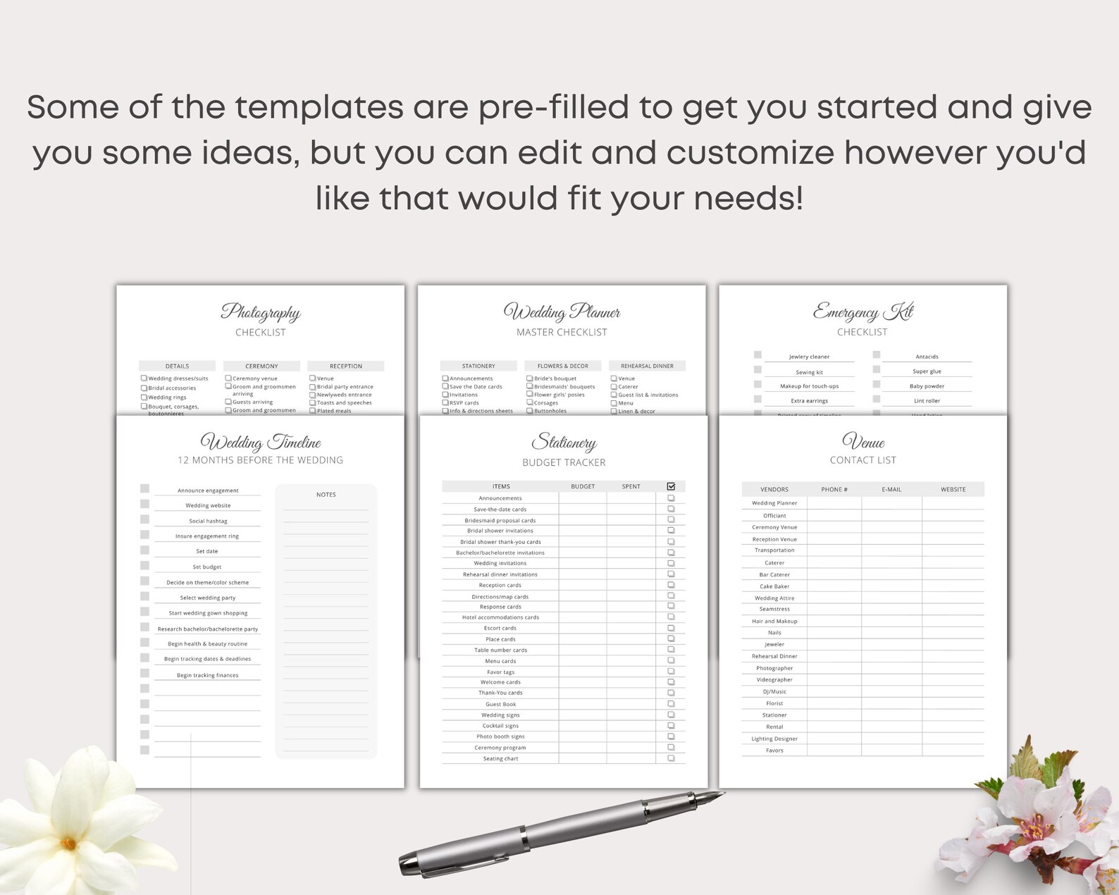 Minimalist Wedding Planner Printable, Editable Wedding Planner, Canva ...
