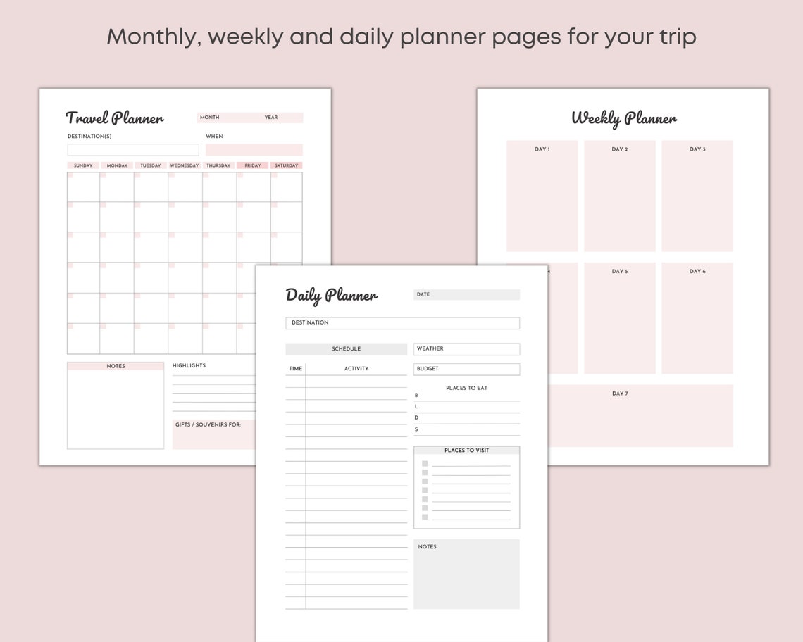Travel Planner Printable, Trip Planner, Vacation Planner, Bucket List ...