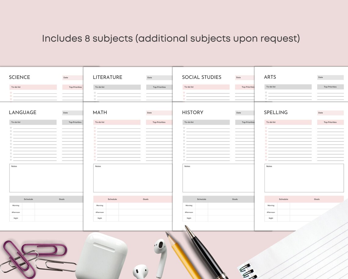 Homeschool Planner Printable, Academic Planner, Student Planner, Class ...