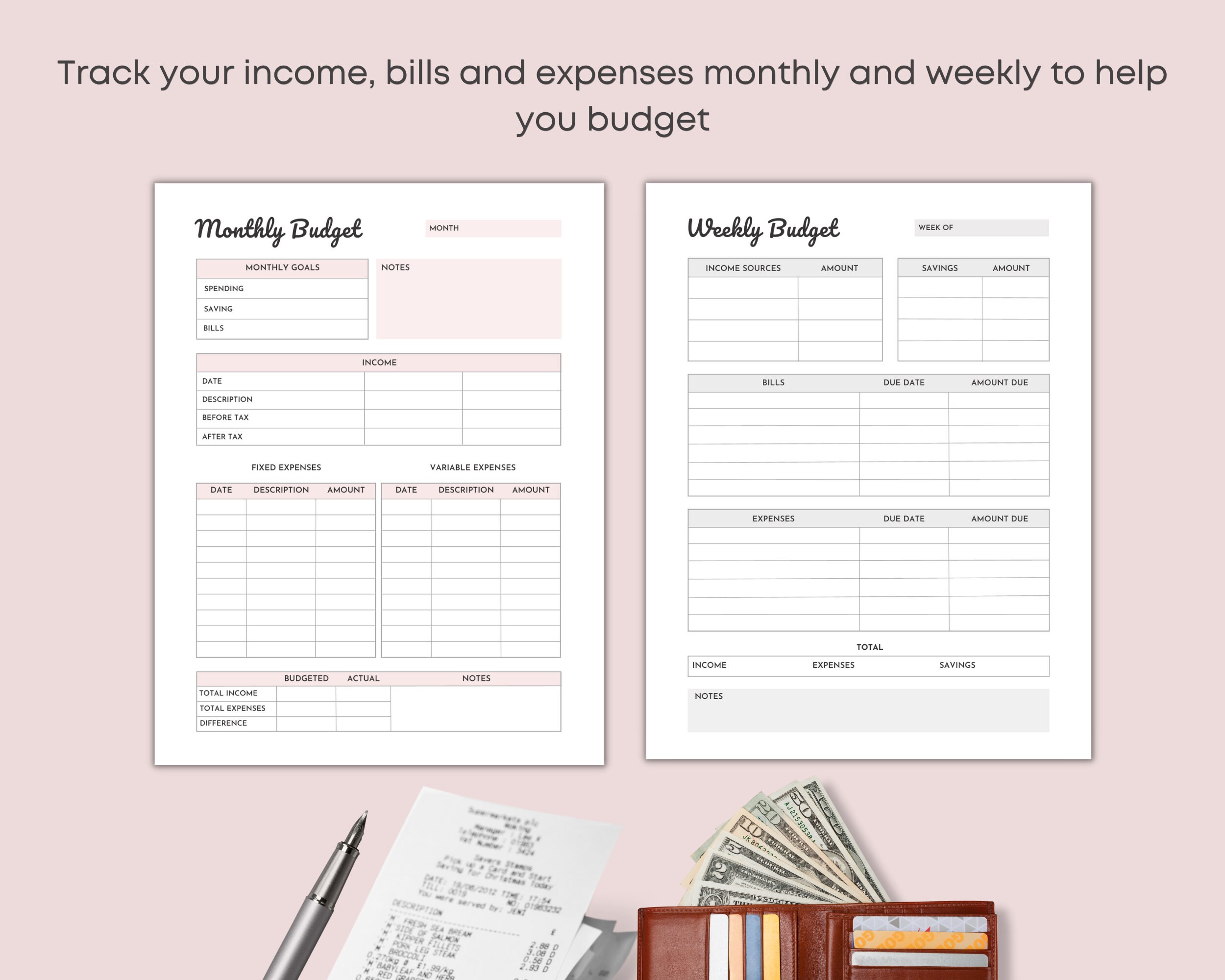 Finance Planner Printable, Expense Tracker, Bill Tracker, No Spend ...
