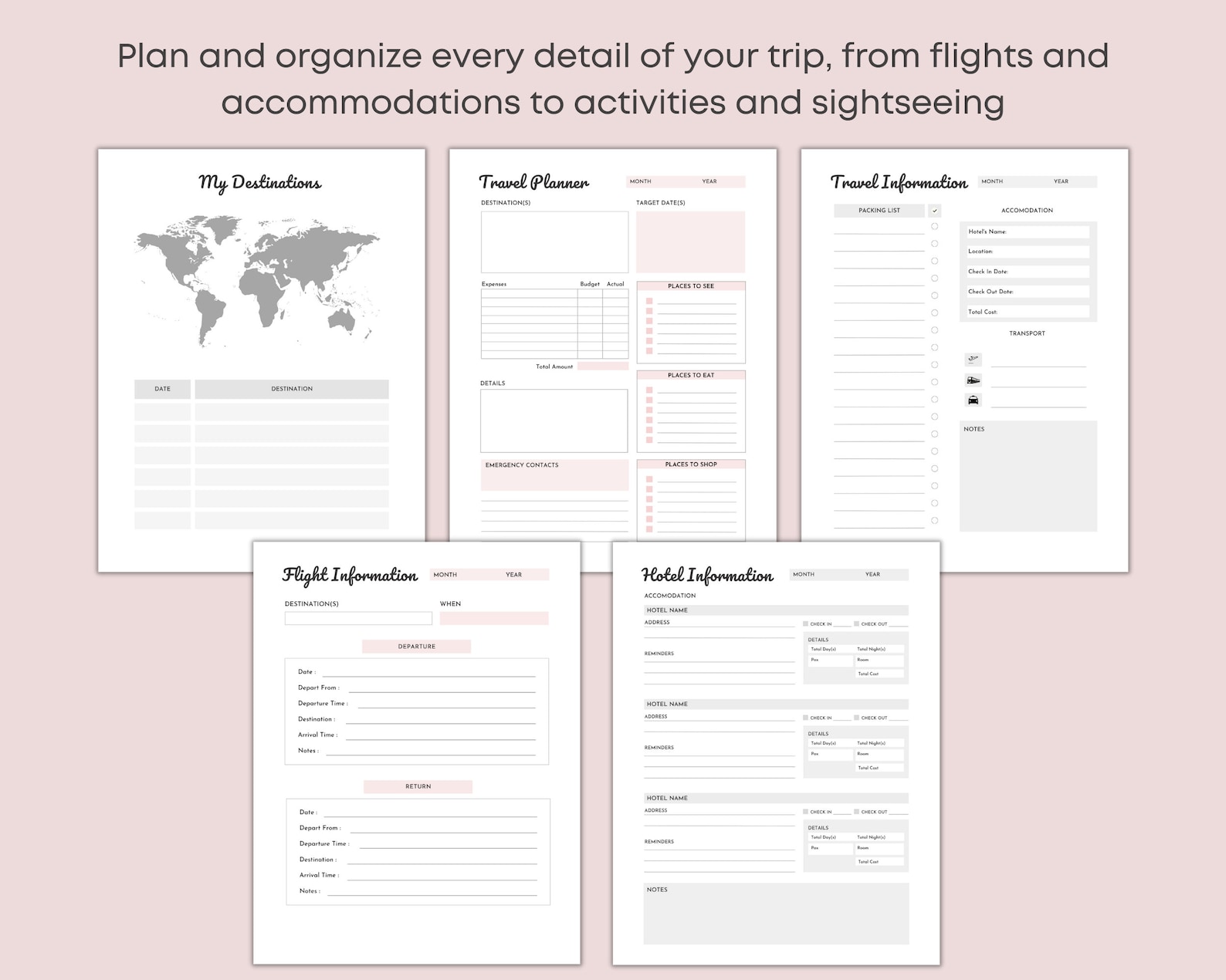 Travel Planner Printable, Trip Planner, Vacation Planner, Bucket List ...