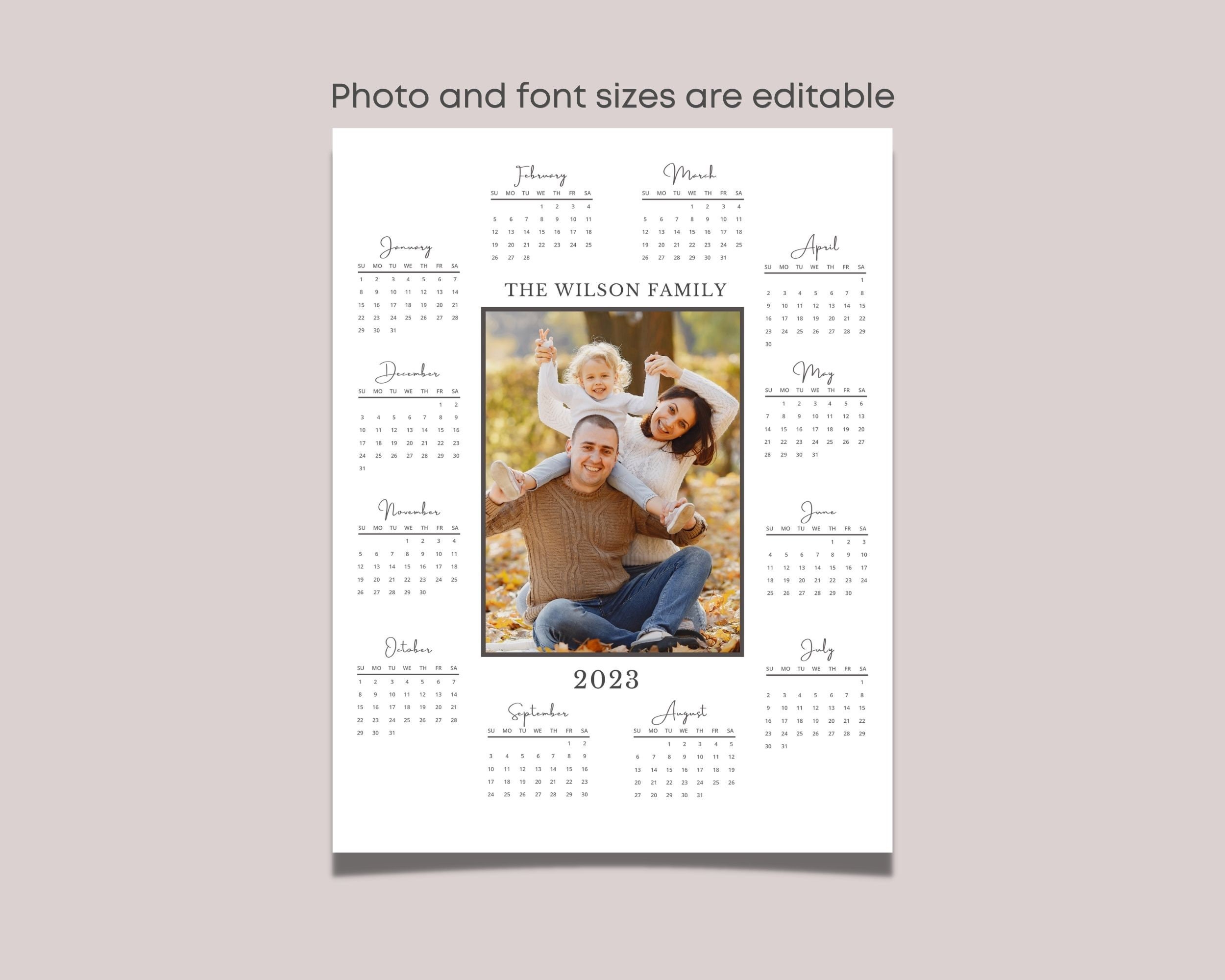 2023 Custom Printable Calendar Canva Photo Calendar Template - Etsy