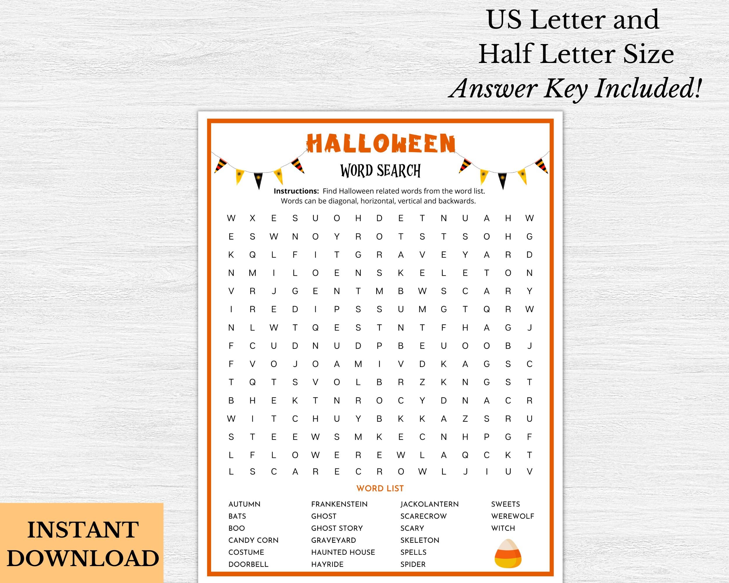 Halloween Word Search Printable, Halloween Word Find, Halloween Game ...