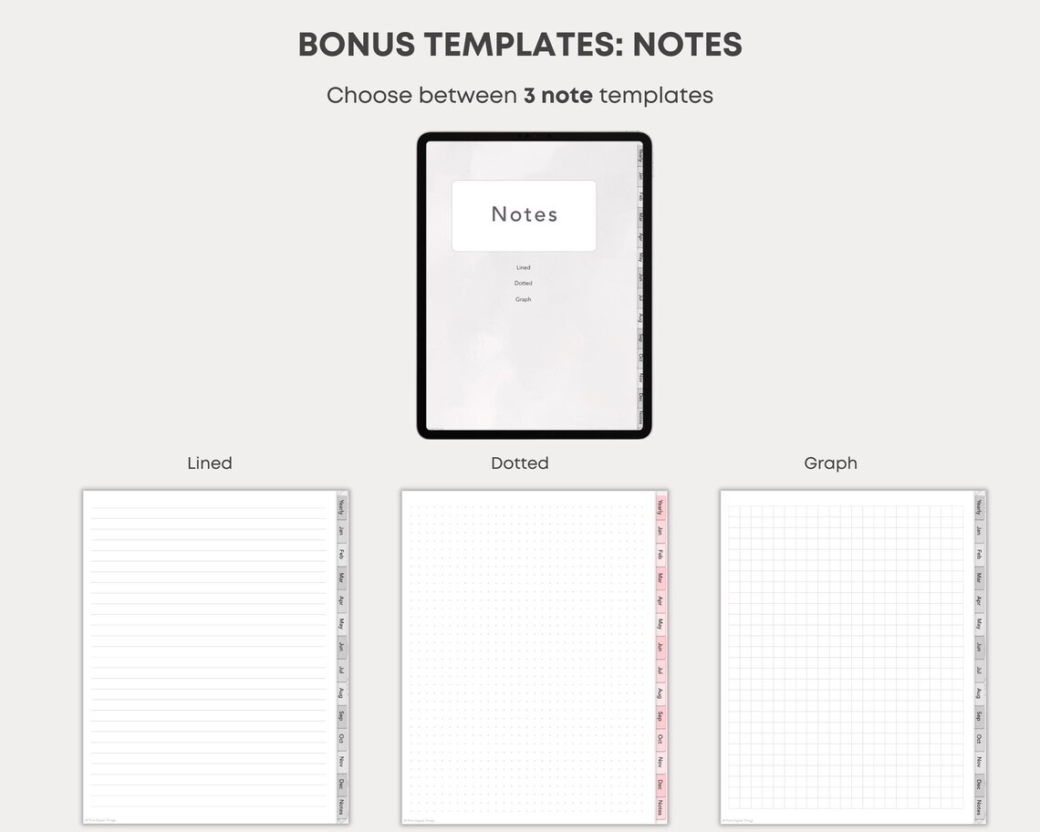 Undated Digital Planner, Portrait Style, Digital Planner, Monthly ...