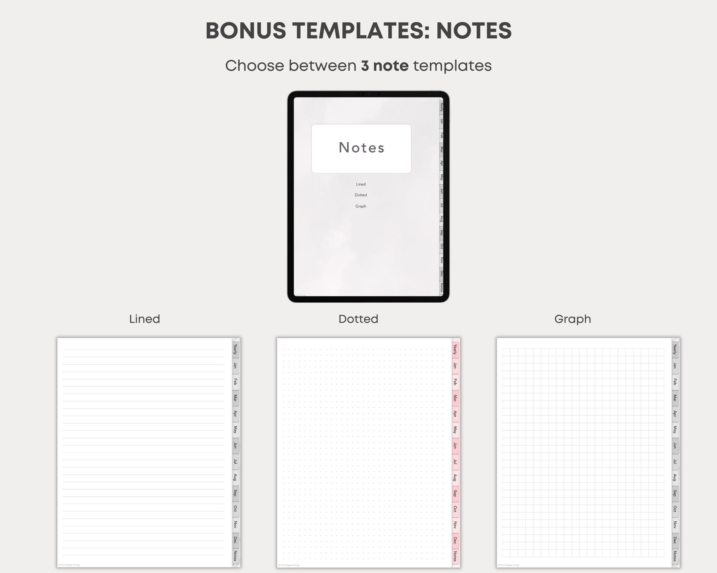 Undated Digital Planner, Portrait Style, Digital Planner, Monthly ...